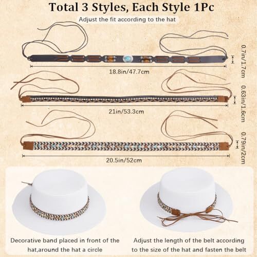 Cowboy Western Hat Band Imitation Leather Braided Brown Mixed Size ...