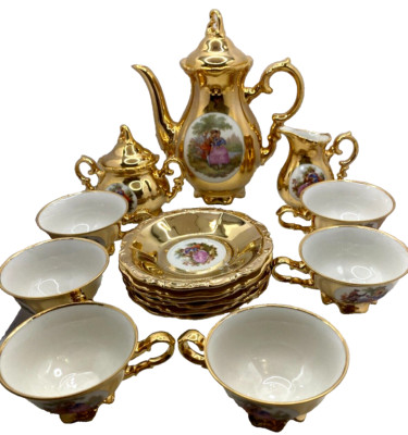 Antique Vintage Bavaria Tea set Gold 15 pcs Porcelain Dinnerware | eBay