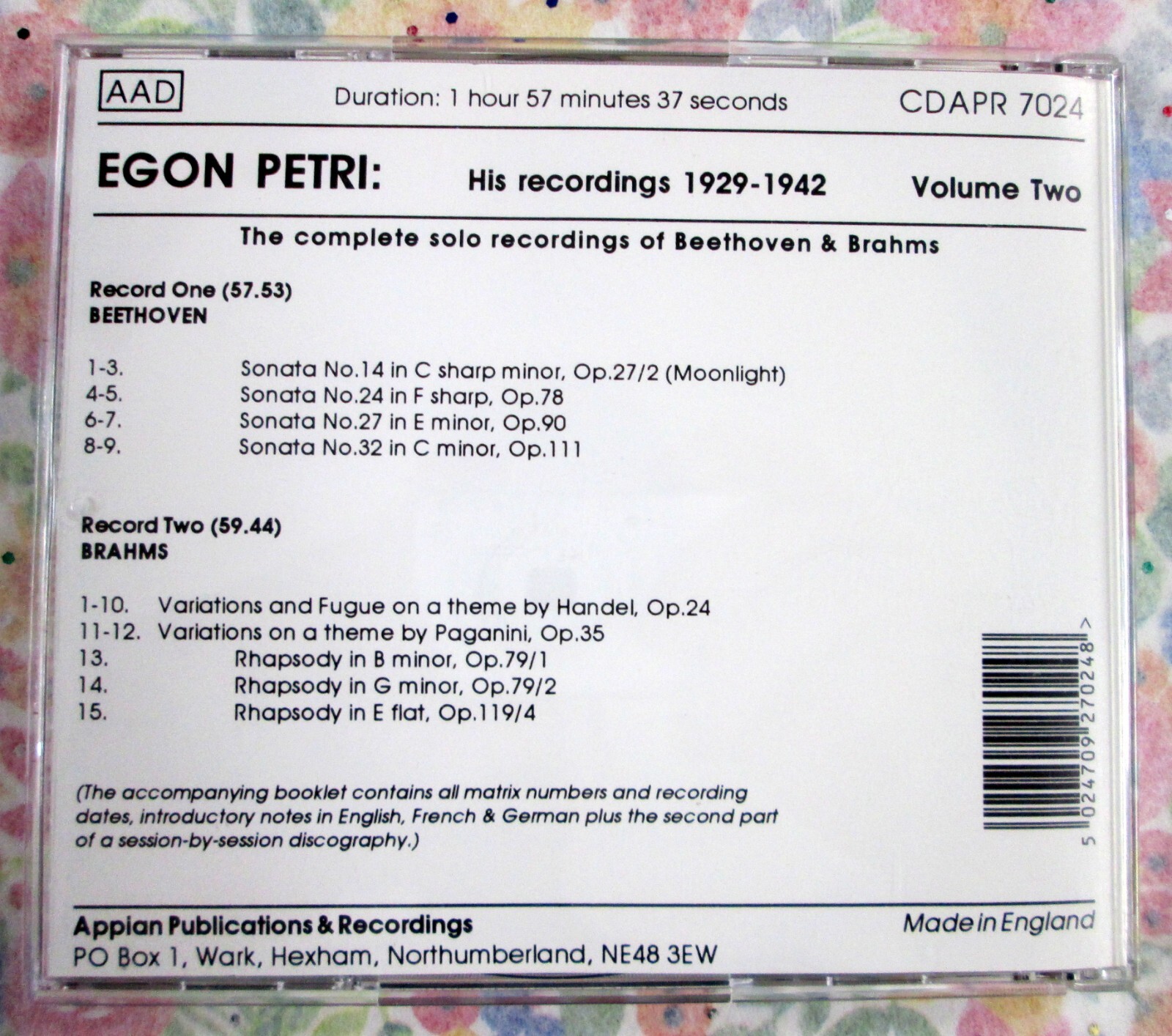 EGON PETRI His Recordings, Vol.1,2 & 3 Double CD LOT of 3 / 6 Discs EX ...