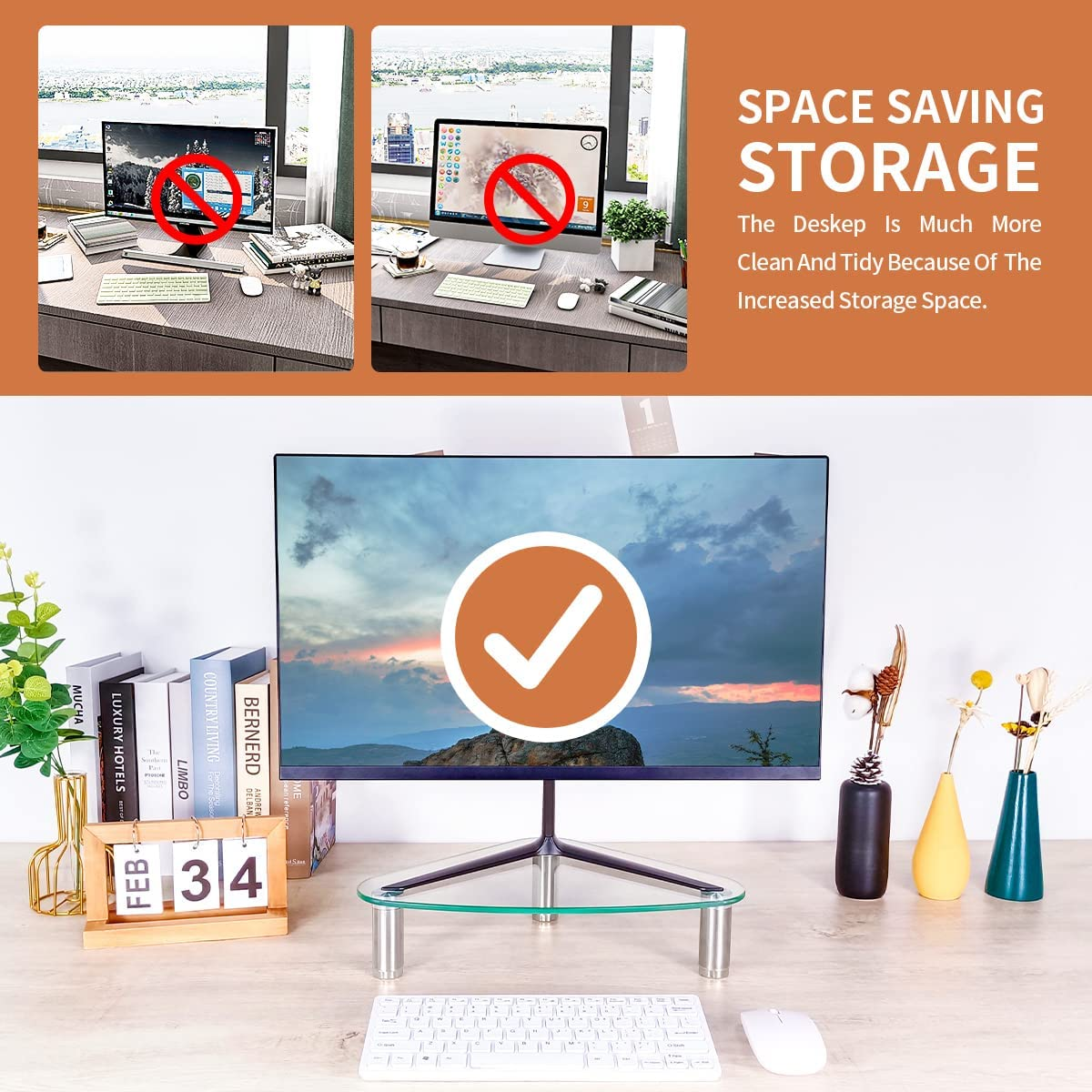 Computer Monitor Stand Riser/Triangle save Space Desktop Corner Stand ...