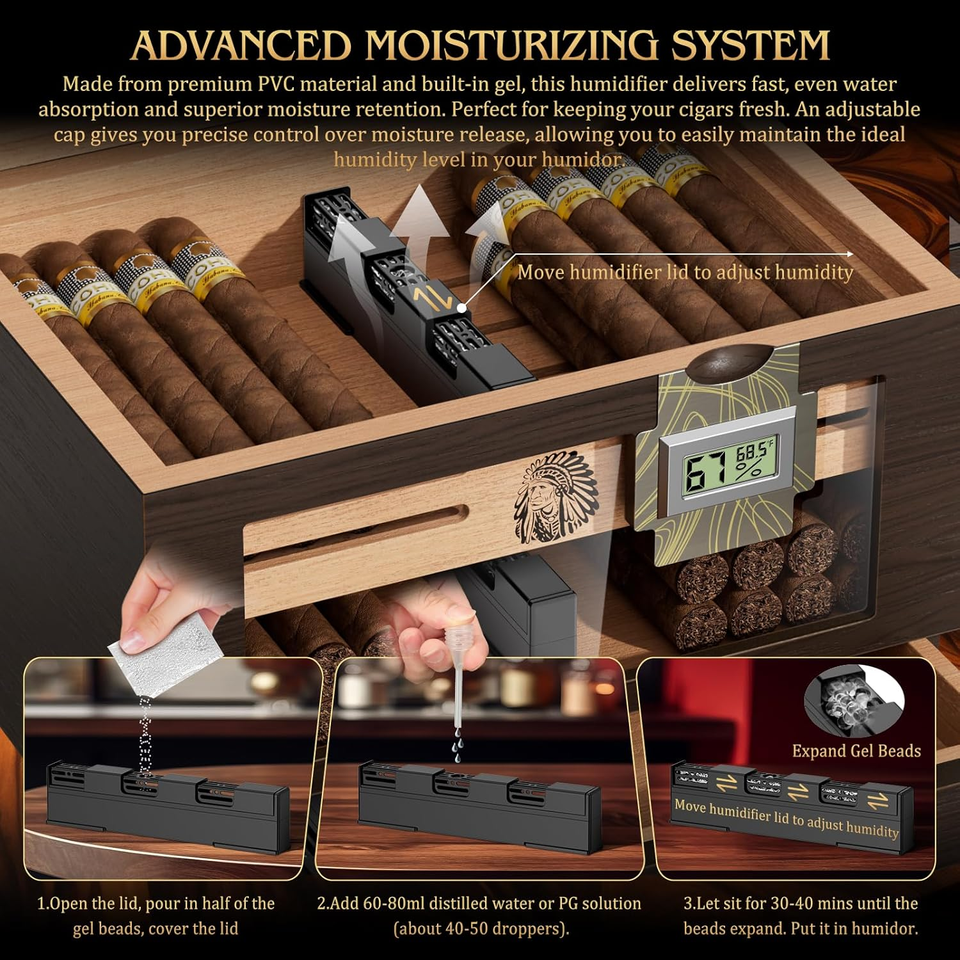 Cedar Cigar Humidor Set with Digital Hygrometer & Travel Tube | eBay