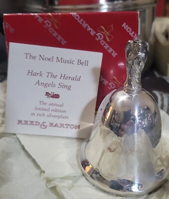 Reed & Barton Silver Plate NOEL Music Bell 1985 Hark the Herald Angels ...