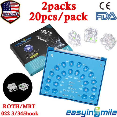 2Pks Dental Braces Ceramic Monocrystalline Sapphire Orthodontic Bracket ...