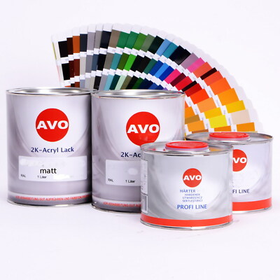 3 Liter Set 2K AVO Autolack matt im Ral Farbton RAL 5000 - RAL 5024 ...