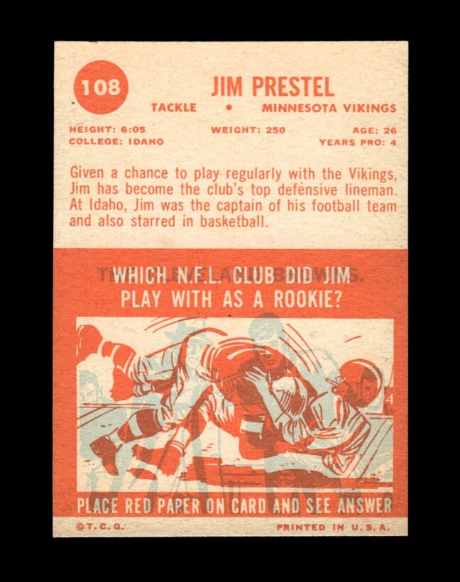 1963 Topps Set-Break #108 Jim Prestel EX-EXMINT *GMCARDS* | eBay