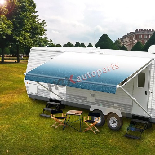 Blue RV Awning Replacement Fabric, 12'–21' Sizes, for Camper Trailer ...