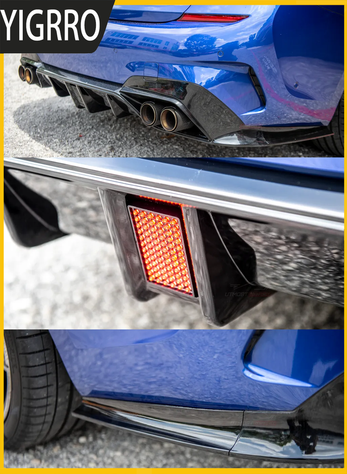 CMS Gloss Black Rear Diffuser W/ LED Light For 19-22 BMW 3 Series G20 ...