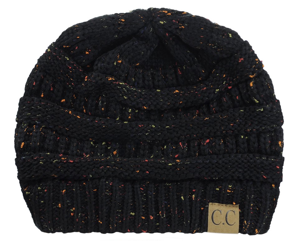 NEW! Genuine CC Beanie Colorful Confetti Soft Stretch Cable Knit Slouch ...