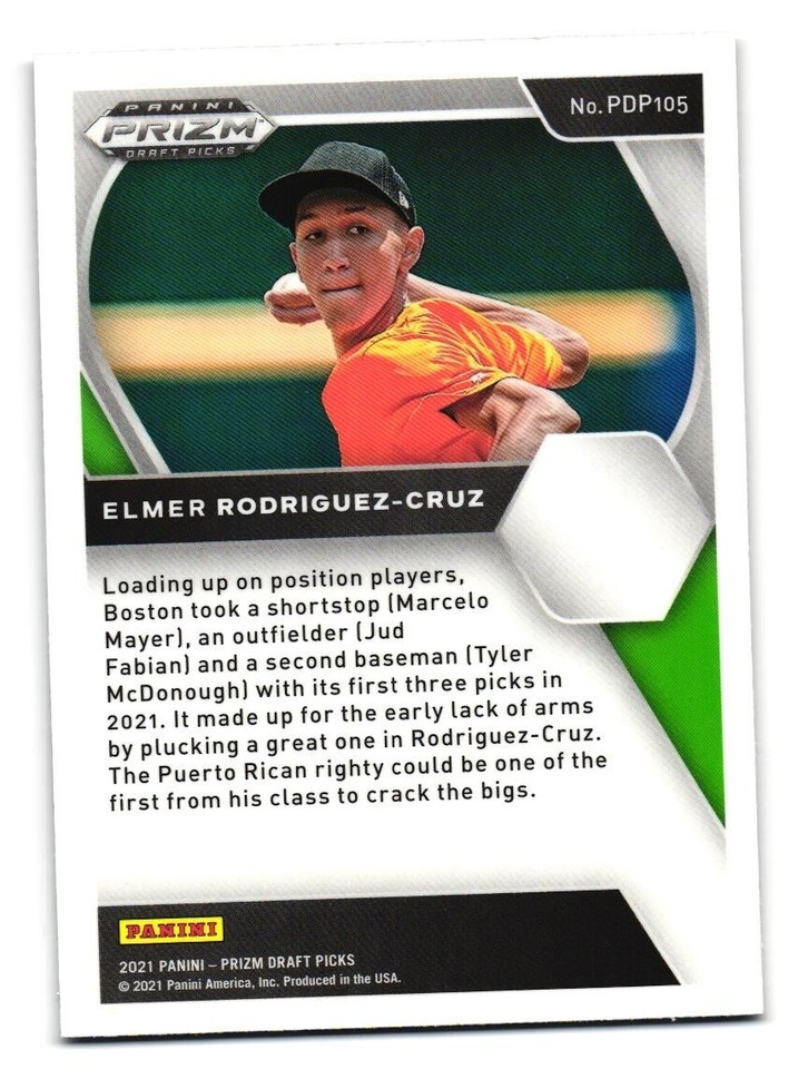Elmer Rodriguez-Cruz 2021 Panini Prizm Draft Picks Silver Prizm #PDP105 ...