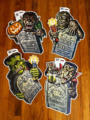 Beistle GRAVYARD GHOULS Diecut Halloween Vampire Wolfman Mummy ...