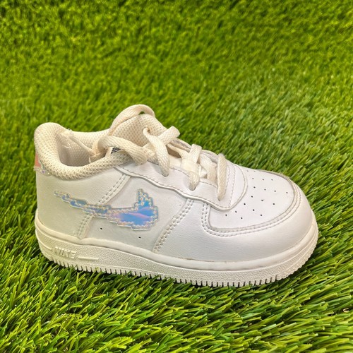 Nike Air Force 1 Low GS Kids Boys Size 8C White Silver Athletic Shoes ...