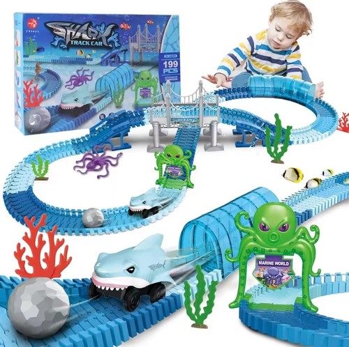 Shark Track Car Rennstrecke Auto Hai Elektrische Spiel Kind Bau Light ...