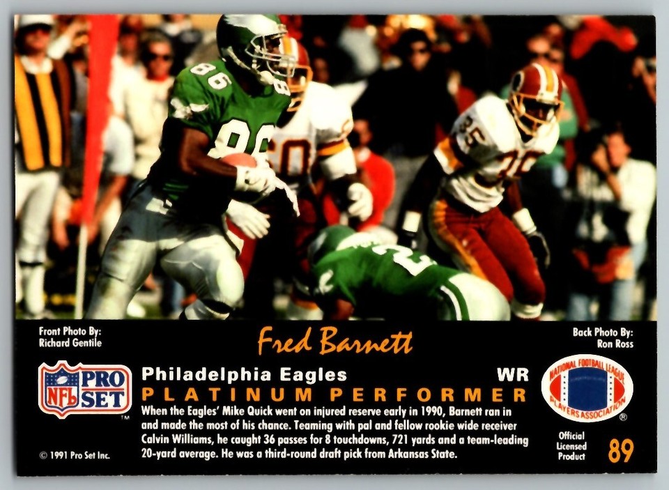 1991 PRO SET PLATINUM FRED BARNETT PHILADELPHIA EAGLES #89 | eBay