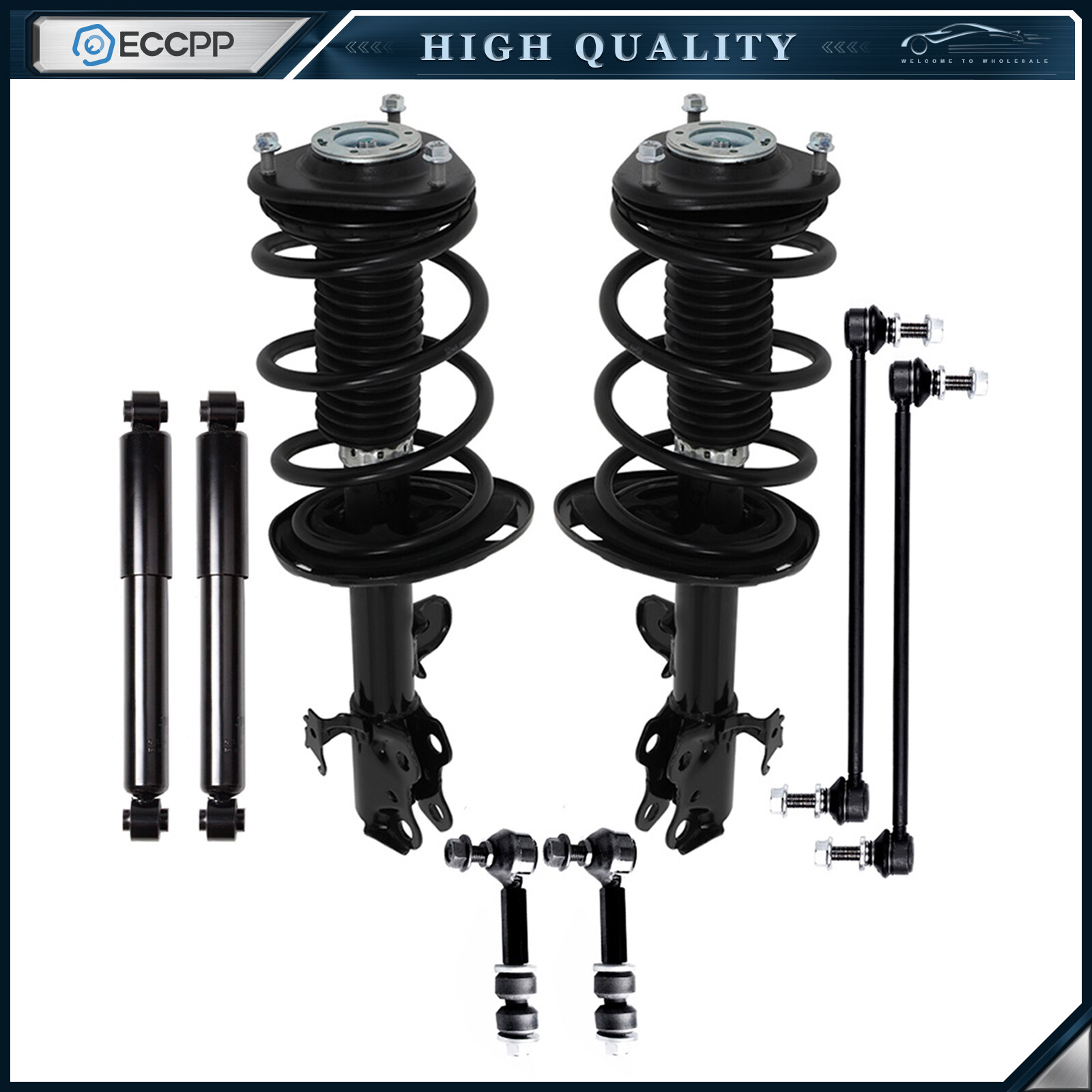 Front Rear Struts Shocks Sway Bars Suspension Kit For 2013-2018 Toyota ...