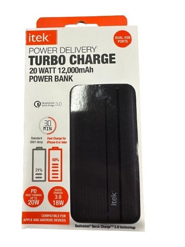 Itek Power Delivery Turbo Charge 20 Watt 12000 mAh Power Bank | eBay