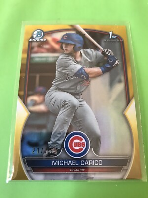 2023 Bowman Draft #BDC-170 Michael Carico First Chrome Gold Refractor ...
