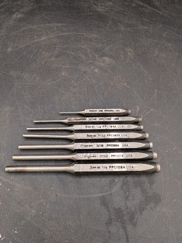 Snap On Tools 7-Piece Pin Punch Set SAE 1/16" to 1/4" | eBay