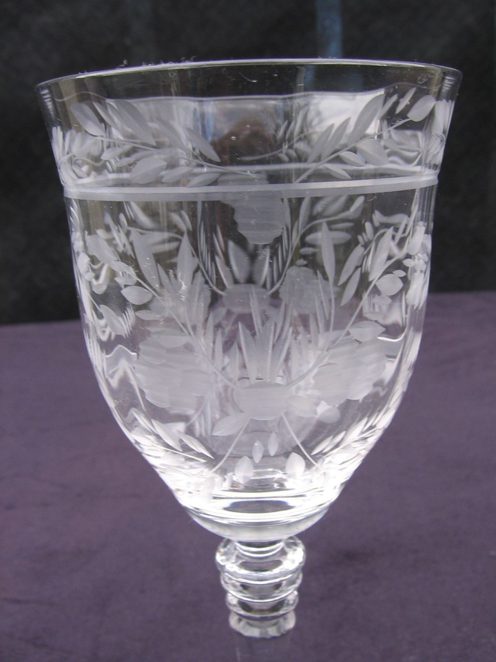 SET OF 6 VINTAGE TIFFIN ETCHED CLEAR CRYSTAL STEMWARE GLASSWARE WITH ...