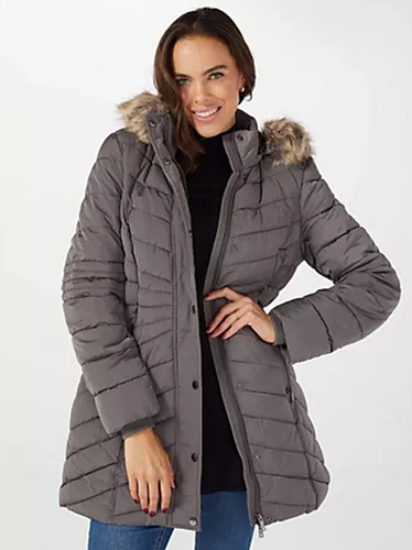 Centigrade Faux Down Coat With Removable Hood Charcoal New Size Medium ...