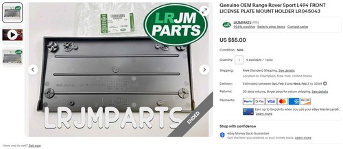 LR Range Rover Sport L494 Front License Plate Bracket LR045043 OEM for ...