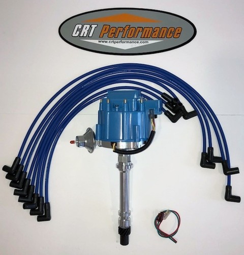 SMALL BLOCK CHEVY HEI Distributor BLUE + USA SPARK PLUG WIRES over ...