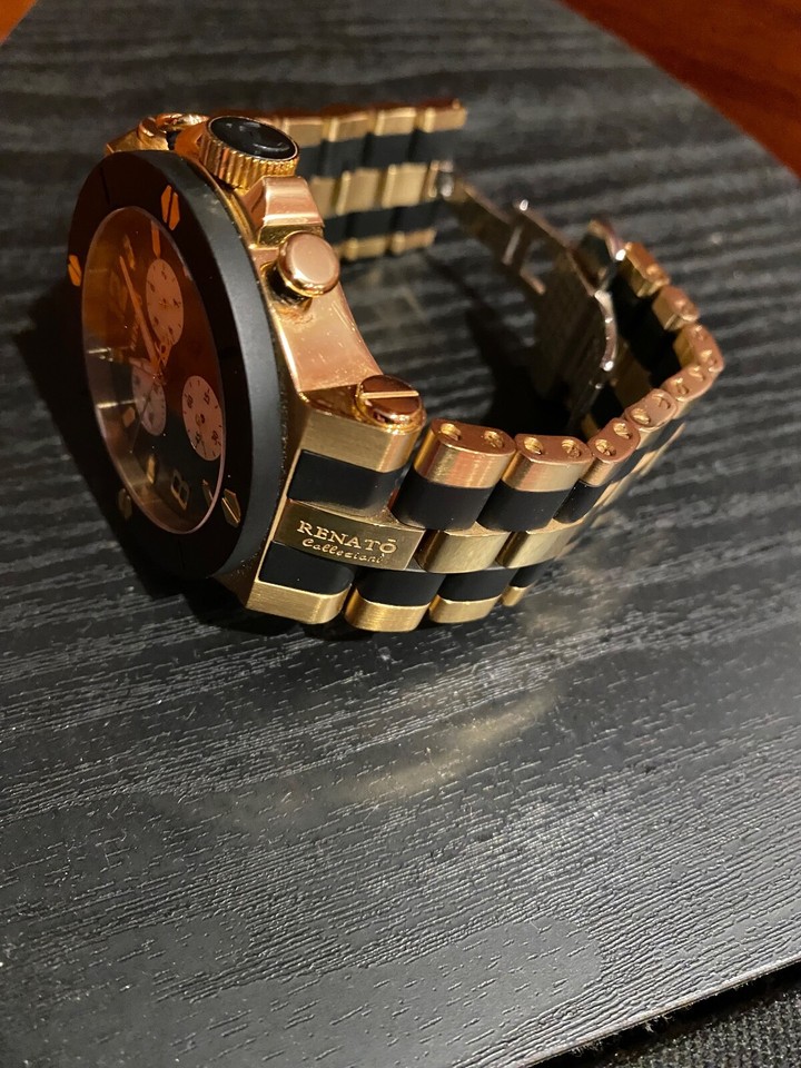 Renato Wilde Beast Men's Chronograph Watch (Gold Tone) w/ Swiss Quartz ...