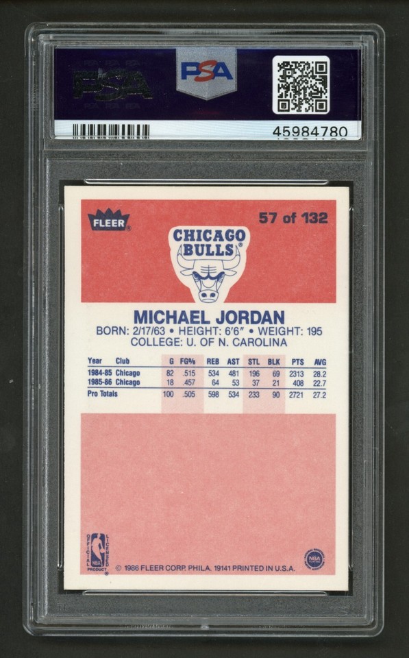 1986 FLEER #57 MICHAEL JORDAN ROOKIE CARD PSA 8.5 NEAR MINT-MINT+ | eBay