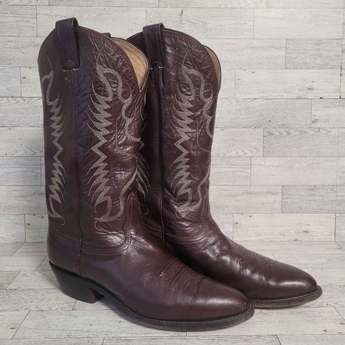 Men's Vintage Nocona Western Wine Brown Leather Rodeo Cowboy Boots Size 9.5 D | eBay