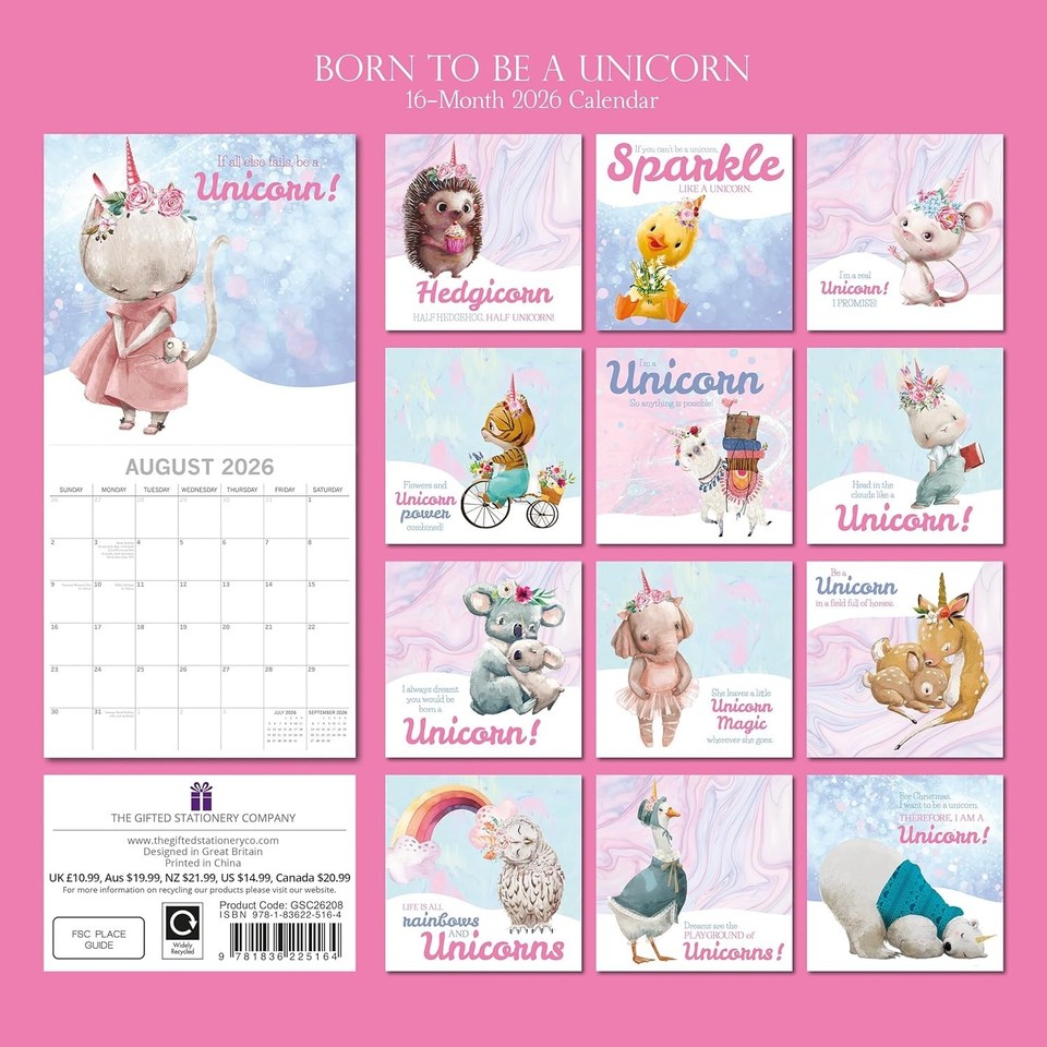 BORN TO BE A UNICORN - 2026 WALL CALENDAR - BRAND NEW - 225164 | eBay