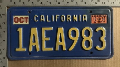 1980 California license plate 1AEA983 Ford Chevy Dodge 20937 | eBay