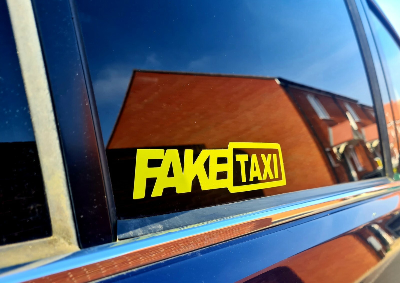 2 x FAKE TAXI Yellow Car Sticker Vinyl Decal Funny Bumper Window jdm ...