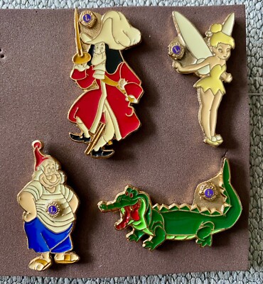 RARE Disney Peter Pan Captain Hook Tinker Bell Mr. Smee Tick Tock Pin ...