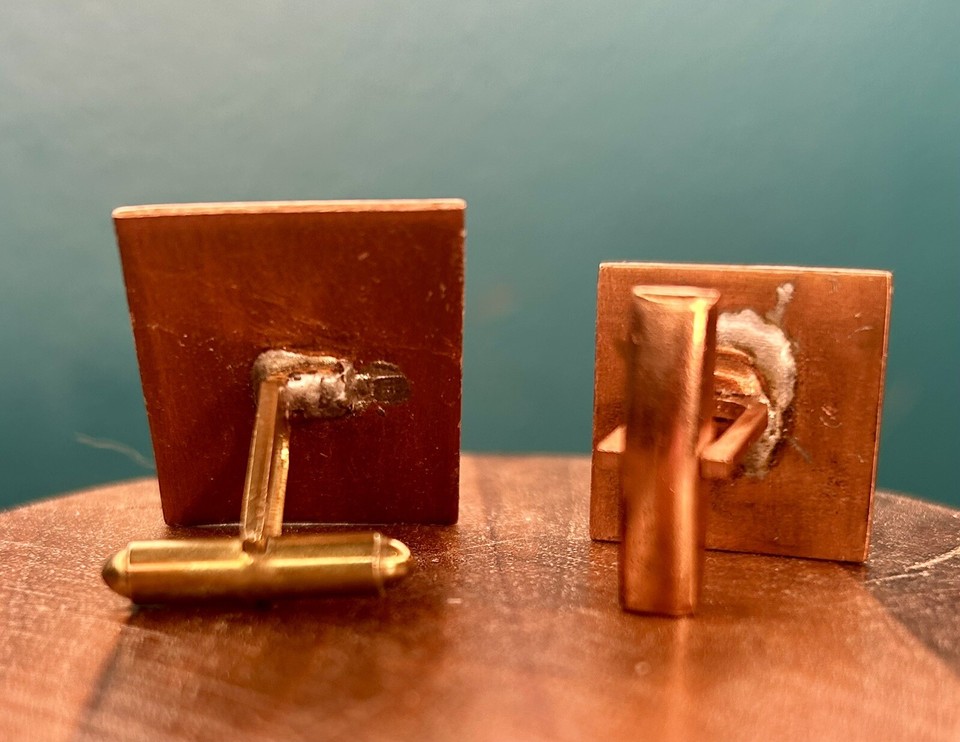 Mid Century Enameled Copper Cuff Links Red Blue Asterisk Vintage Retro ...