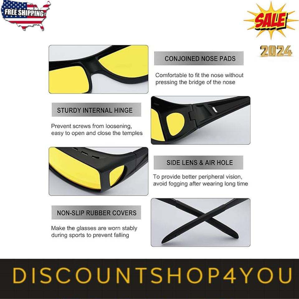 URUMQI Night Vision Driving Glasses Fit Over Glasses for Men Women best ...