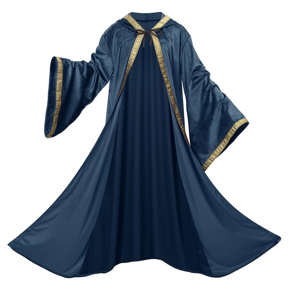 New Wizard Robe Cloak with Hood Men Women Sorcerer Renaissance Costume ...