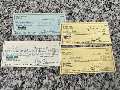 1988,1989,1990 & 1991 Davey Allison Racing checks signed by Davey | eBay