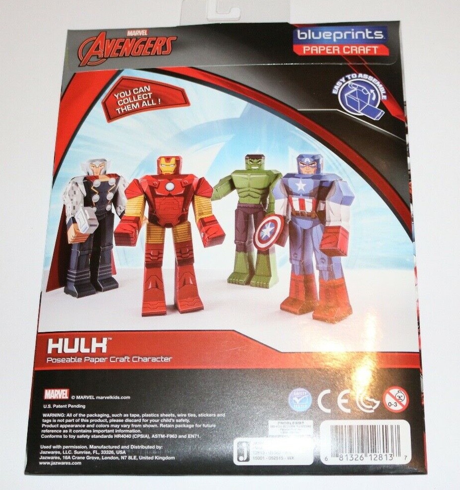 Marvel Avengers Blueprints Paper Craft 12" Poseable Character Hulk | eBay