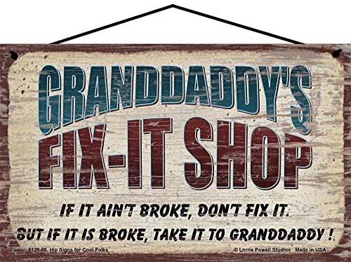 Granddaddy's Fix-It Shop Sign Grandfather Grandpa Father's Day Gift Vtg ...