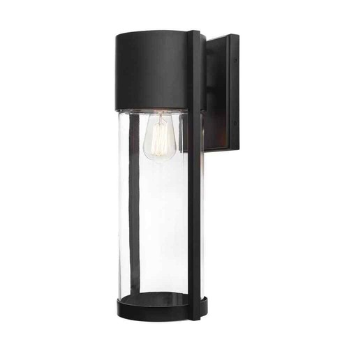 Hampton Bay Kempster 19 in. Modern 1-Light Matte Black Modern Outdoor ...