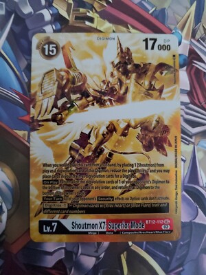 Digimon TCG Shoutmon "X7" Superior Mode BT12-112 SEC Alt Art Gold Mint ...
