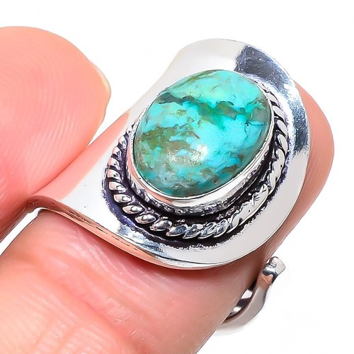 Turquoise Gemstone Handmade 925 Sterling Silver Jewelry Ring Adjustable ...