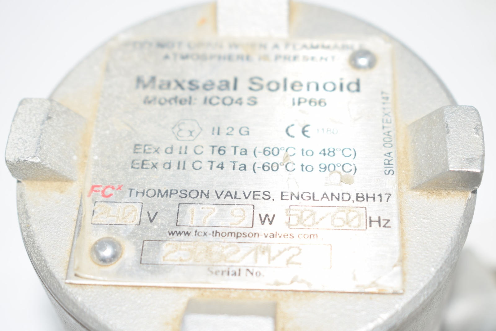 Thompson Valves ICO4S Maxseal Solenoid Valve IP66 240V 17.9W | eBay