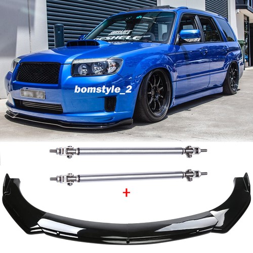 Front Bumper Lip Spoiler Splitter Body Kit +Strut Rods For Subaru ...