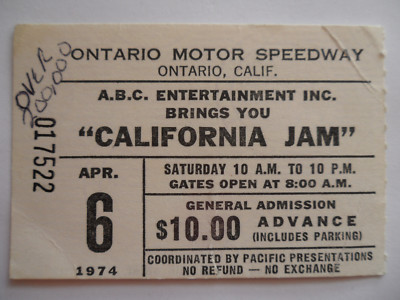 1974 CALIFORNIA JAM Original__TICKET STUB__Deep Purple, Black Sabbath ...