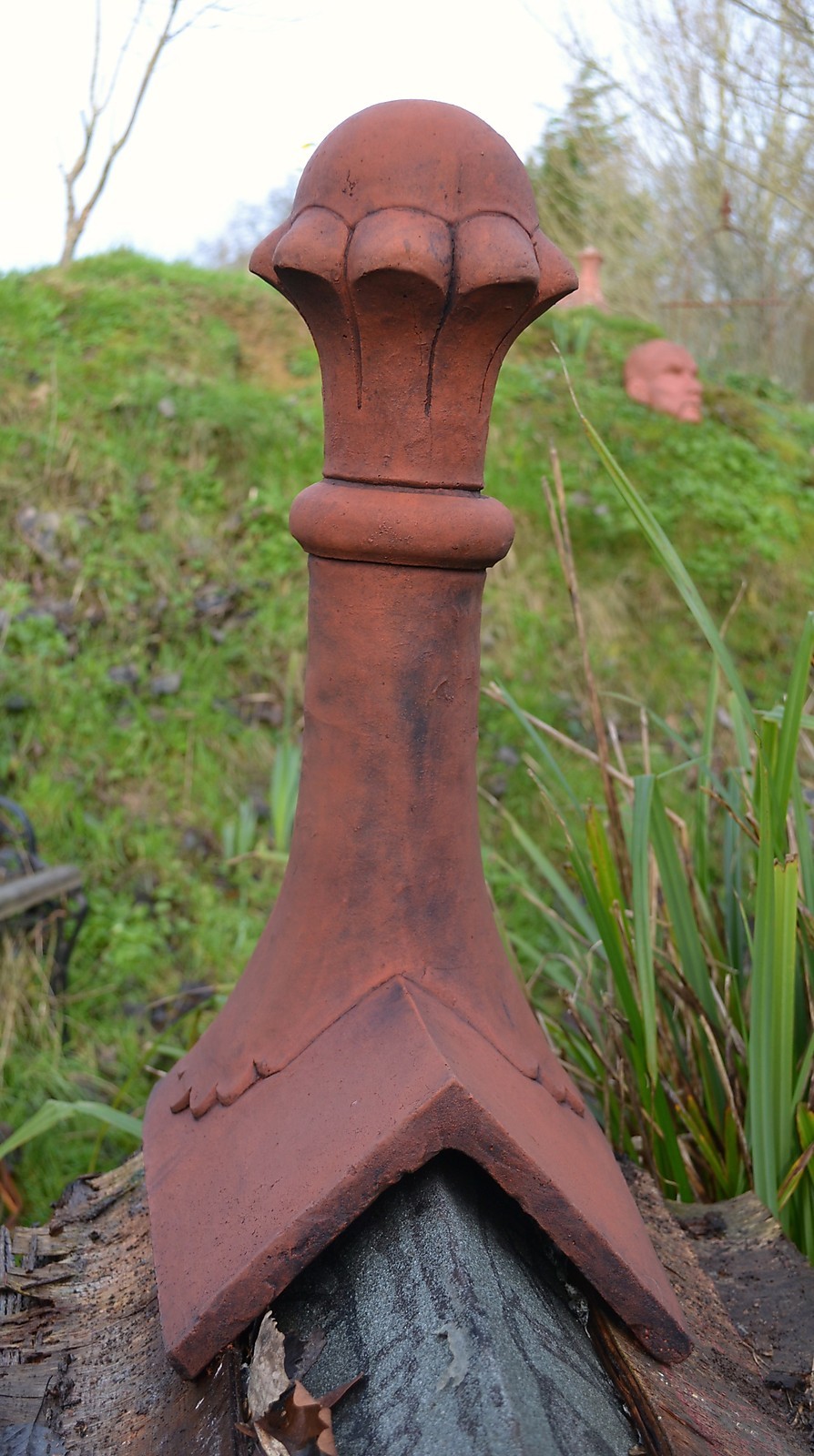 Victorian Ball roof finial 90° angled decorative stone ridge tile ...