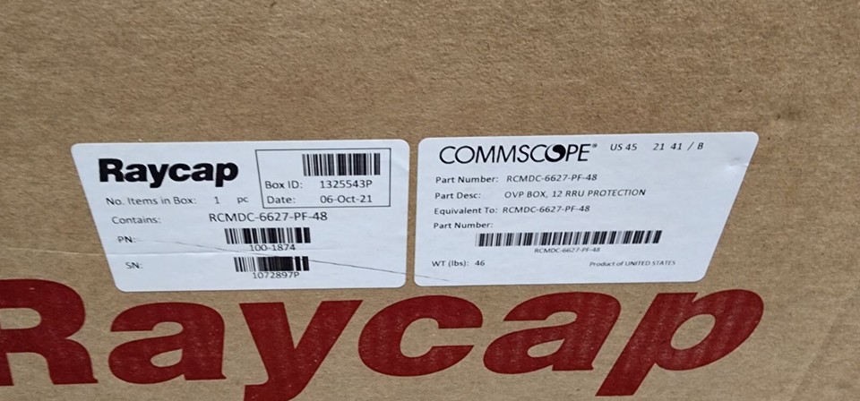 Commscope OVP Box 12 RRU Protection RCMDC-6627-PF-48 Junction Box | eBay