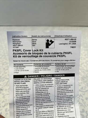 Square D QO/ HomeLine Load Center Panel/Cover Lock Kit (PK6FL) - NEW ...