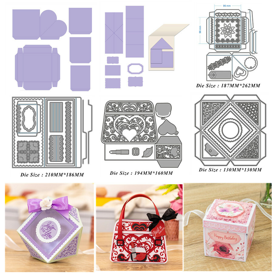 Exploding Box Bag Organiser Metal Cutting Dies Paper Cut Crafts Diy ...