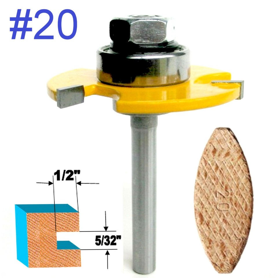 1 pc 1/4" SH Biscuit #20 Slotting 5/32"x1/2" Joint Assembly Router Bit ...