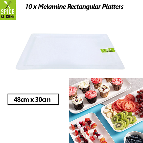 10 x Melamine Platter Rectangle Serving Food Snack BBQ Tray Party Event ...